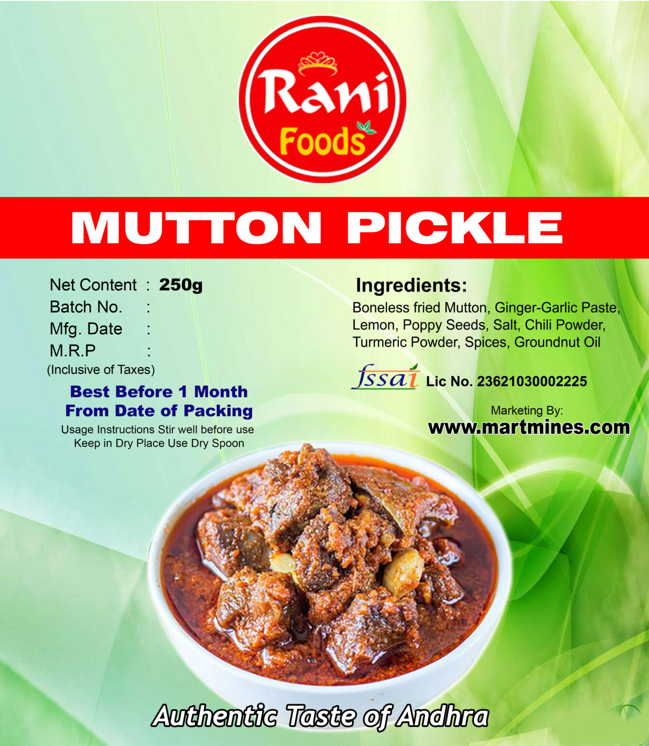 Boneless Mutton Pickle | Non Veg Pickles Hyderabad - Martmines